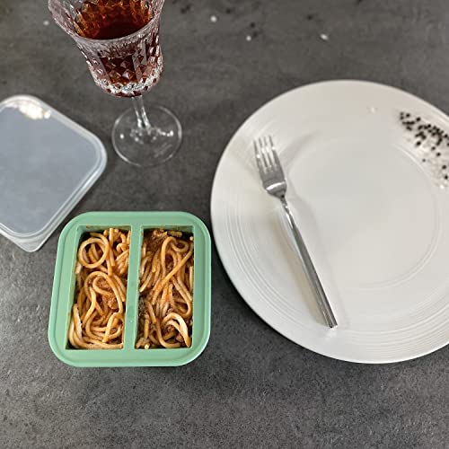 OOKIDOKI 1-Cup Extra-Large Silicone Freezing Tray with Airtight Lids-makes 8 perfect 1-cup portions -soup containers with lids,freeze soup broth stews leftovers or sauce(Green,4 Pack)