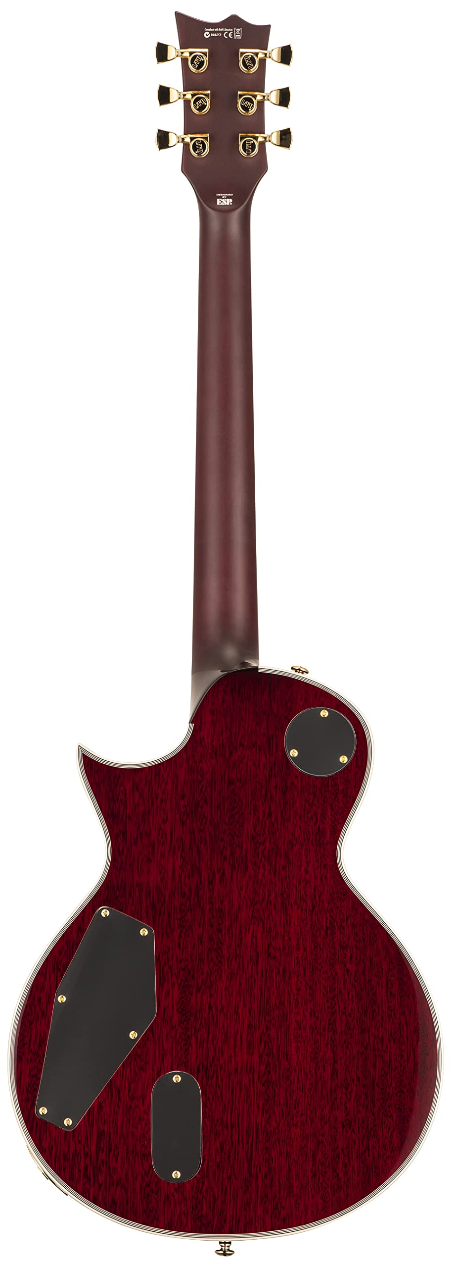 ESP 6 String LTD Deluxe EC-1000T CTM Electric Guitar, See Thru Black Cherry, Right, (LEC1000TCTMFMSTBC)