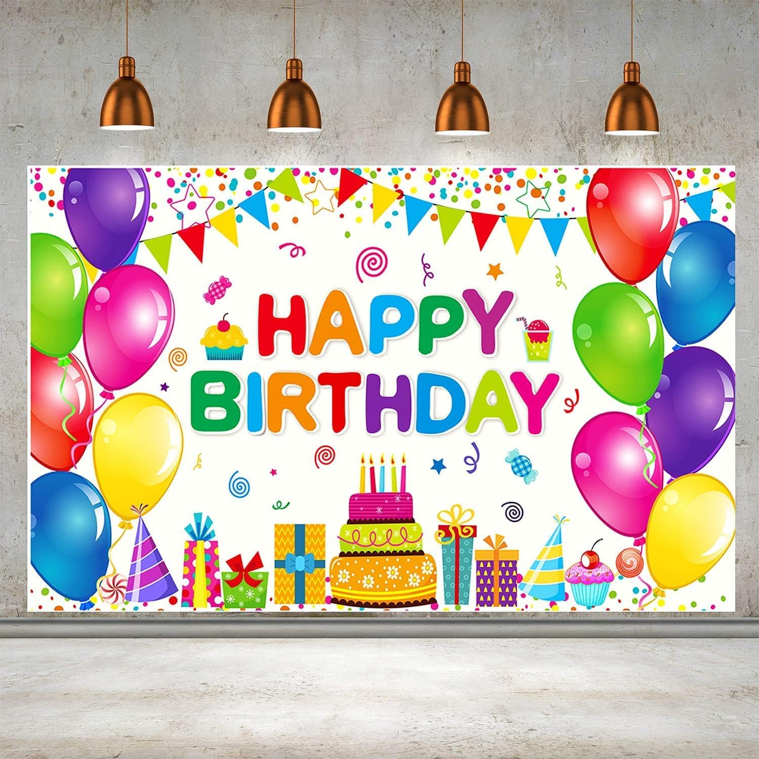 Happy Birthday Party Decorations Colorful Birthday Banner Backdrop Large Rainbow Happy Birthday Yard Sign Background It's My Birthday Party Indoor Outdoor Decorations Supplies for Boys Kids Girls