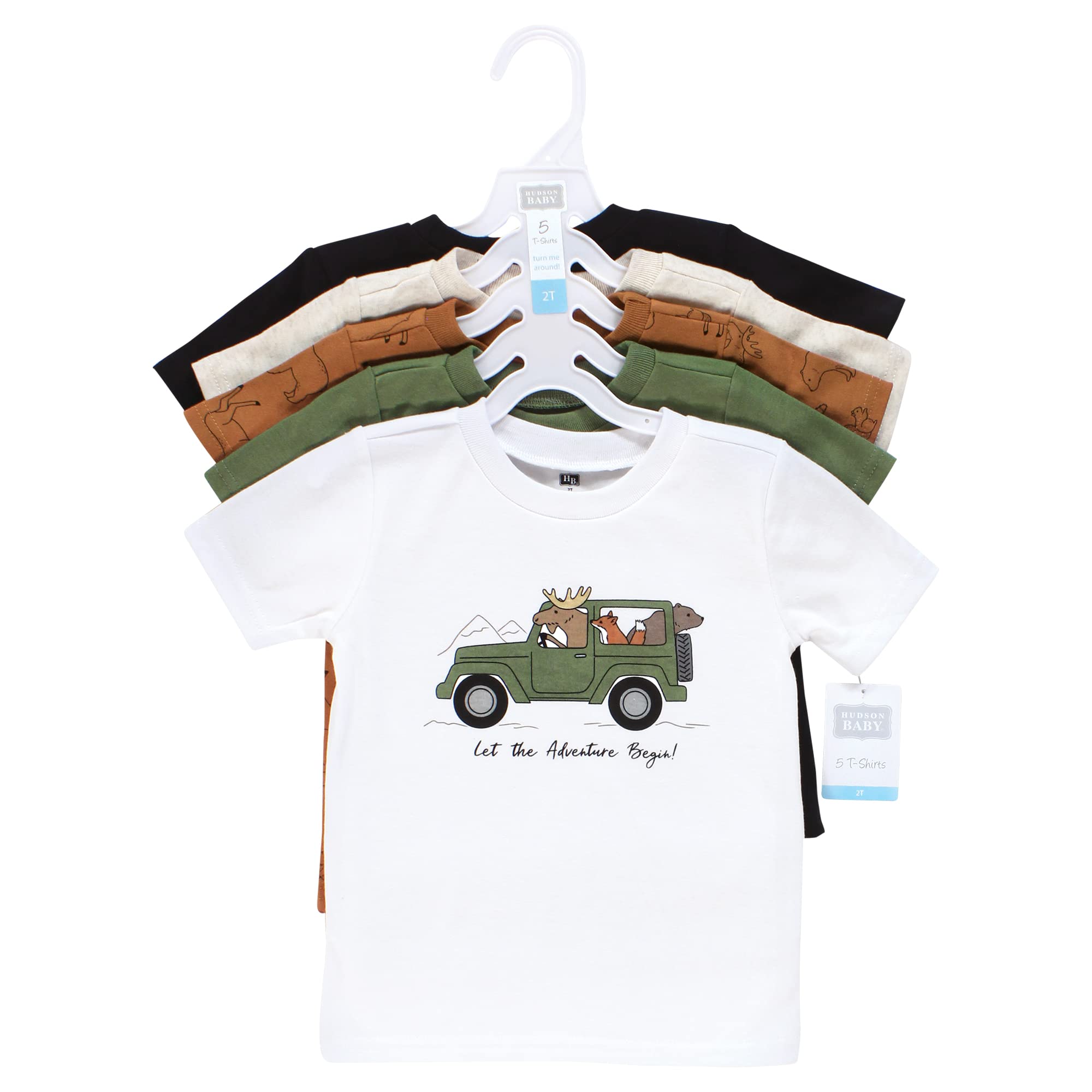 Hudson Baby Unisex Baby Short Sleeve T-Shirts, Animal Adventure, 2 Toddler