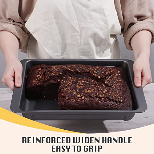 HONGBAKE Nonstick Baking Pans Set, Bakeware Sets of 6,Professional Baking Sheet Set for Loaf, Muffin, Cookie,Heavy-duty Carbon Steel - Grey