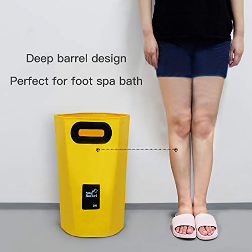 fancyfree Multipurpose Collapsible Water Bucket,Portable Bubble Foot Bucket,Foldable Foot Bath Basin, Home & Travel Soaking Feet Basin for Women and Men (20L-Yellow-(2086))