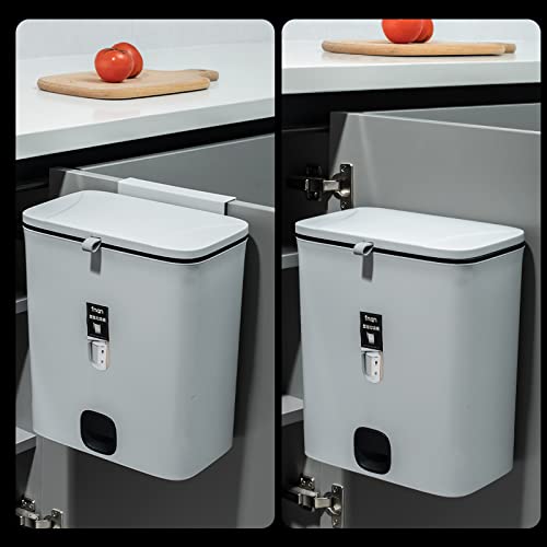 Sooyee Trash Can Kitchen with Inner Barrel for Counter Top or Under Sink,10 Liter Compactor Compost Bin with Lid For Bathroom/Bedroom/Office,Gray