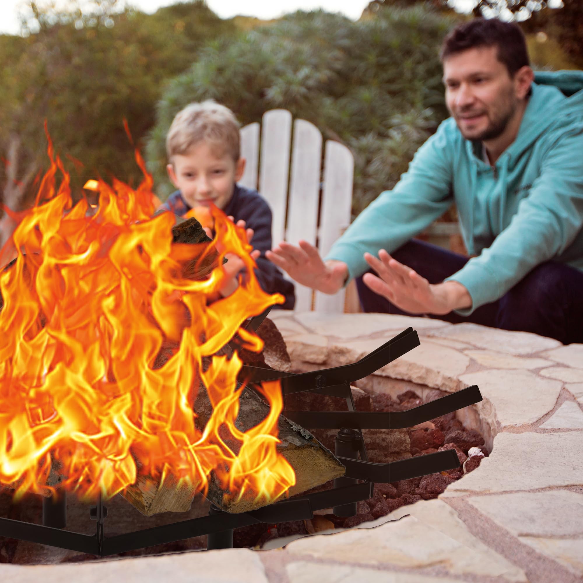 LIANTRAL 24in Fire Pit Grate, Fireplace Round Log Stove Rack Wood Grate for Indoor Outdoor Patio Firewood Burning Rack