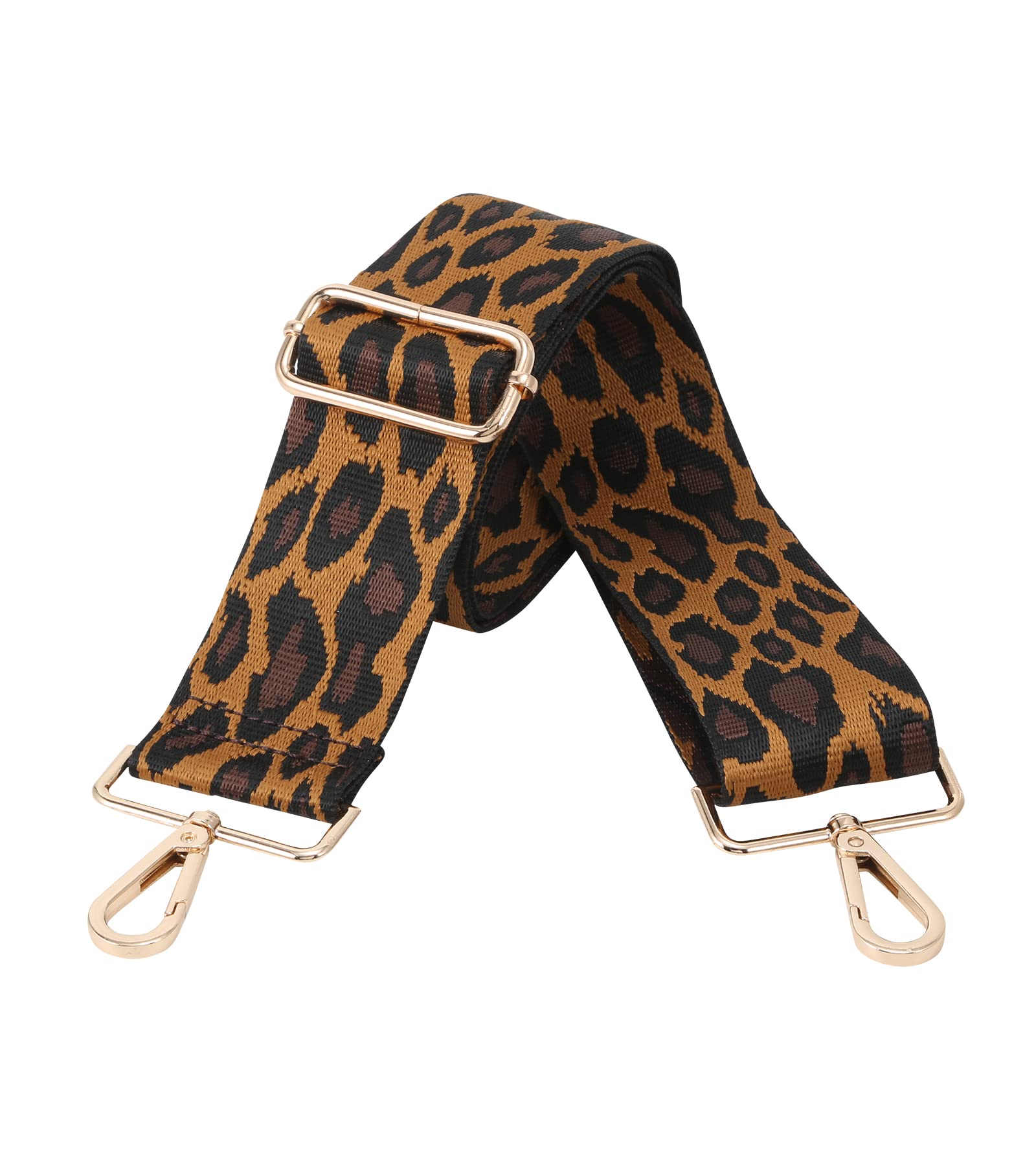 GINJKGO Purse Strap Replacement Crossbody - Wide Bag Strap for Purses, Adjustable Shoulder Strap for Women Guitar Style for Handbag Leopard Pattern 2 inches