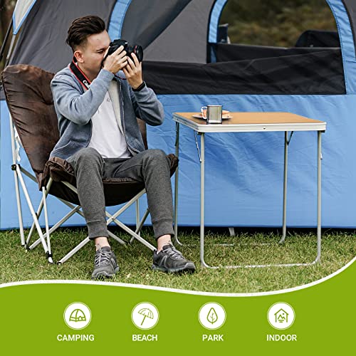FUNDANGO Portable Table Lightweight Foldable with Handle Steel Frame Fold Up Small Desk for Camp, Outdoor, Beach Side, Picnic, 31.5x23.6x26.8Inches, Yellow, 31.5"x23.6"x26.8"