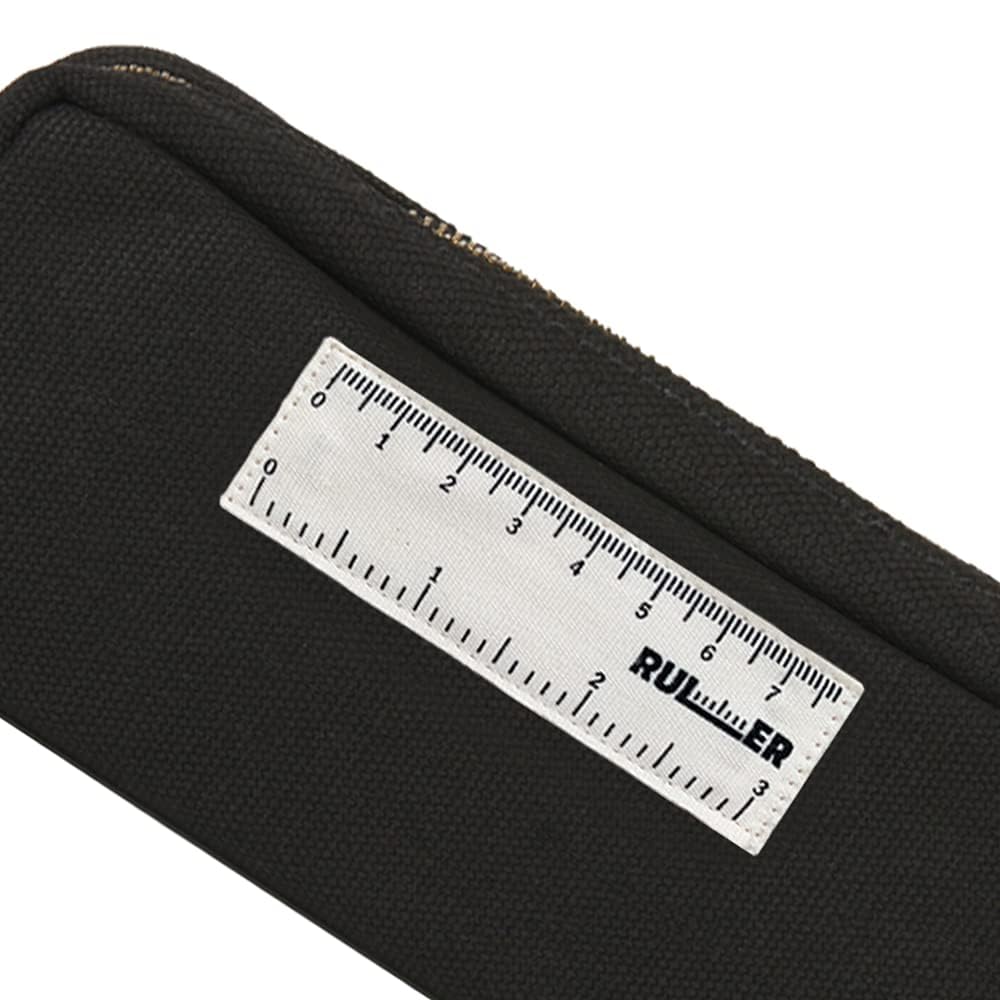 Trilly Canvas Pencil Case Pouch with Ruler I Larger Capacity Simple Pencil Pouch I School Small Pencil Bag For Boys & Girls I Holds Pencil, Pen, Personal Items & Desk Organizer Cute Pen Pouch Black