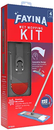 FAYINA Floor Mop Microfiber Cleaning System - Washable Scrubbing and Reusable Microfiber for Hardwood, Laminate and Tile, Dust Mop, Soft Refills for Wood, Walls, Vinyl, Kitchen