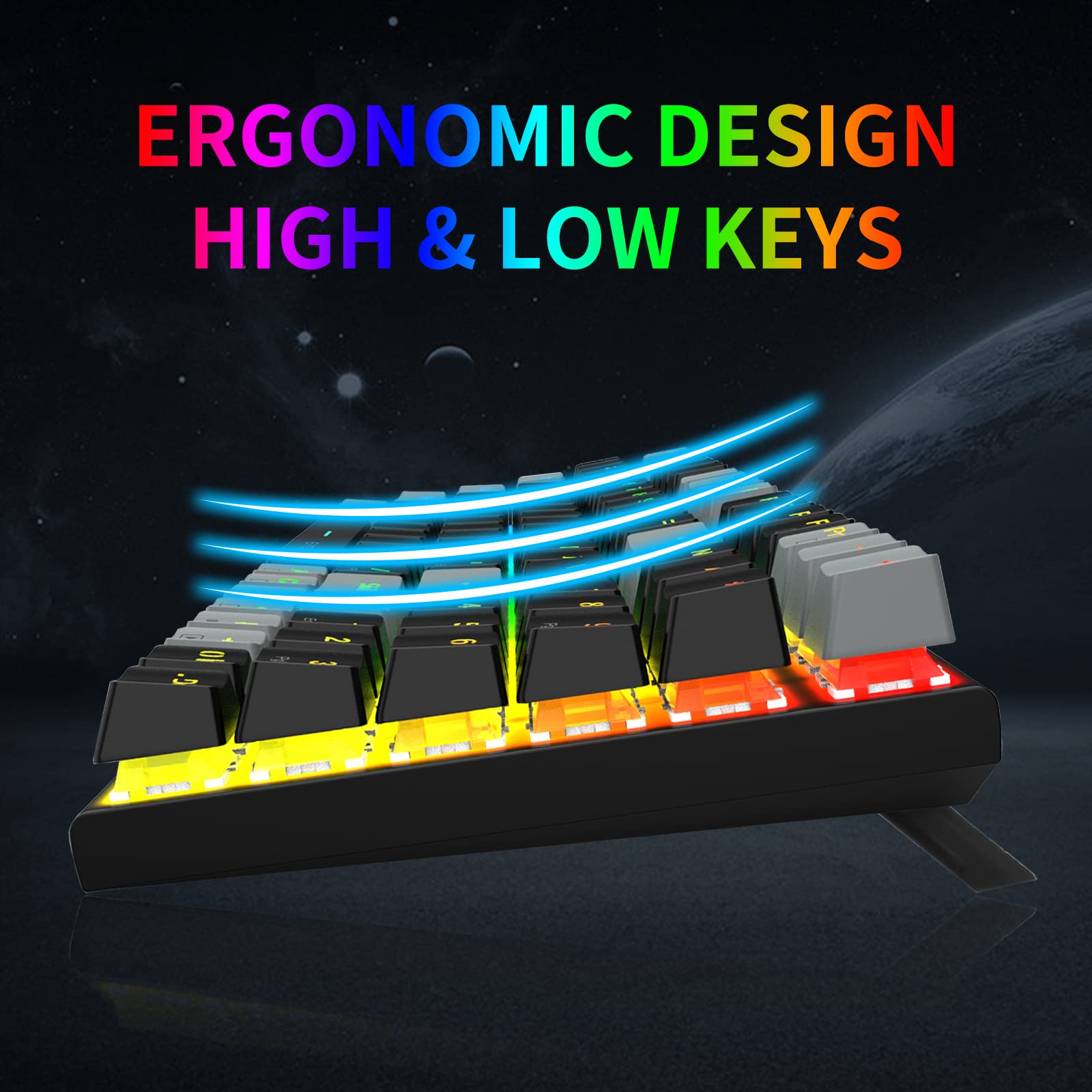 HUO JI E-YOOSO Z-19 Mechanical Gaming Keyboard with True RGB Backlit, 5 Pin Hot Swappable Blue Switches, Number Pad, Pro Software Supported, Wired Compact 94 Keys for PC/Computer, Black Grey