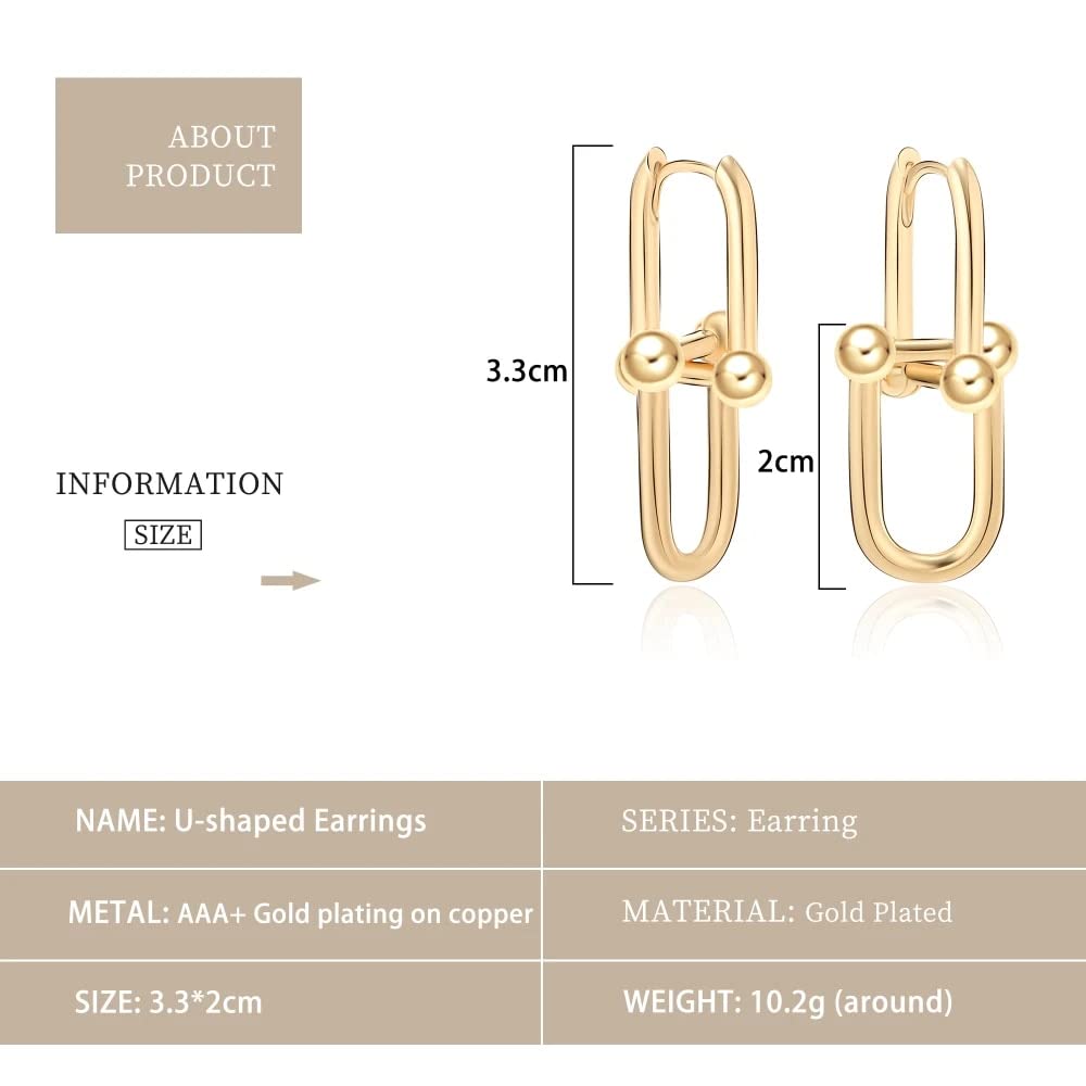 Gold Silver Plated U-Shape Earrings for Women Luxury Creative Zircon Drop Earrings Fine Jewelry Prevent