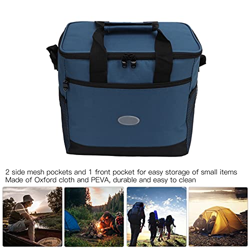 Insulation Bag, Portable Aluminum Foil Thick Waterproof Blue Cooler Pouch for Work Beach Picnic Camping Food Delivery