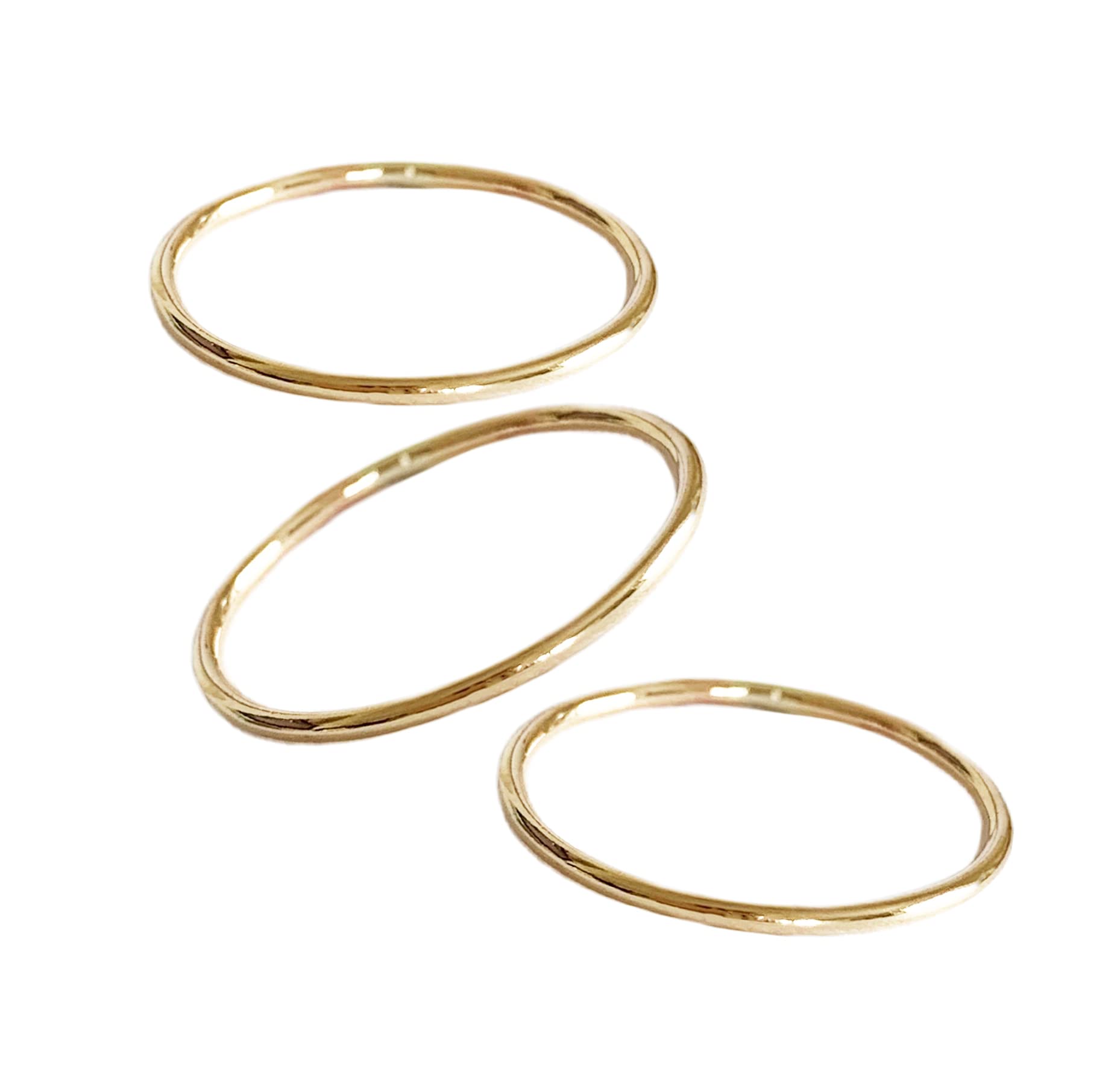 Gold Stacking Rings | Set of Three in 14K Gold Fill | 1mm Thin Round Rings | Toe Ring or Finger Rings (3)