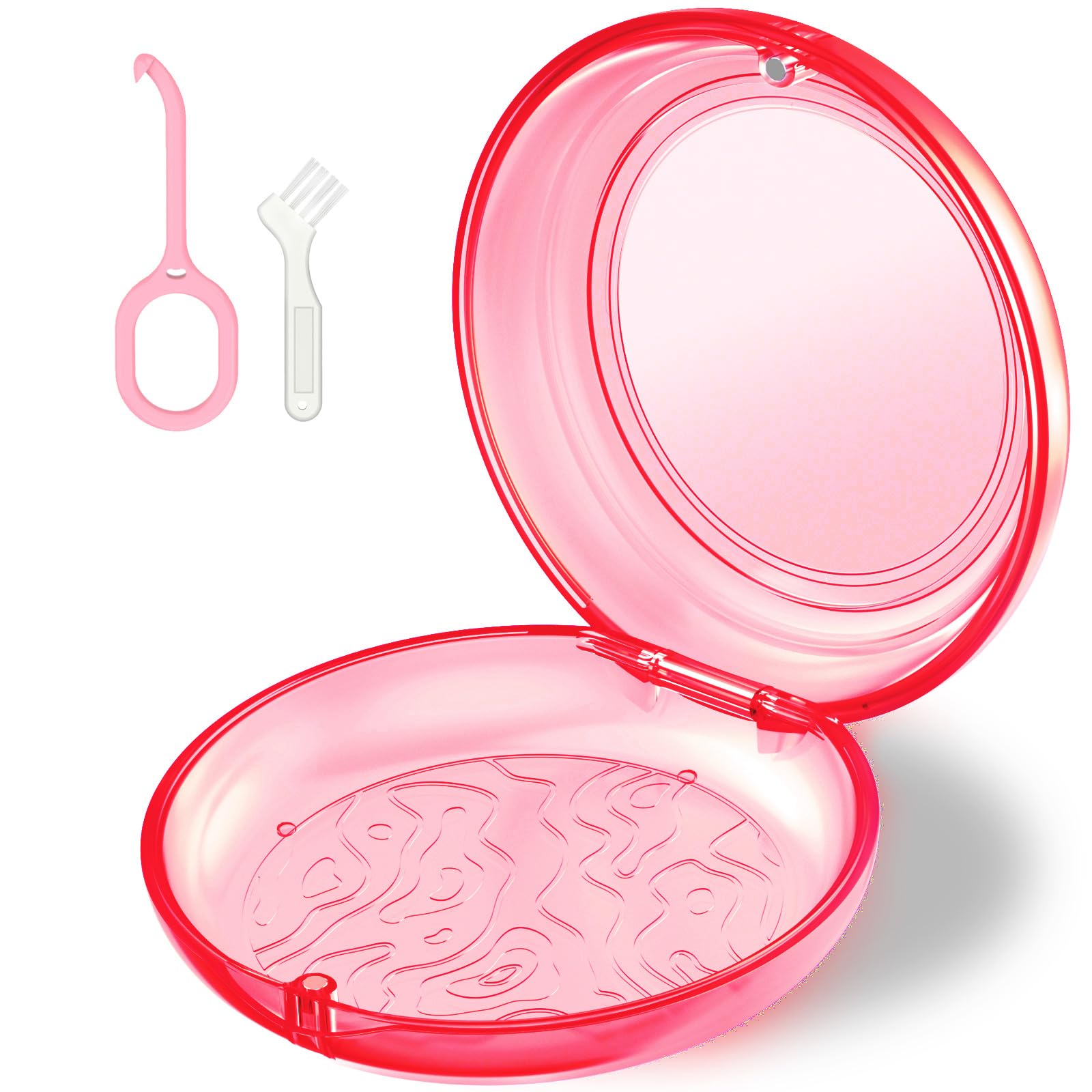 HEMILAB® Retainer Case, Slim Aligner Case with Mirror, Compatible with Invisalign, Mouth Guard Case, Cute Retainer Case with Vent Holes, White & Orange