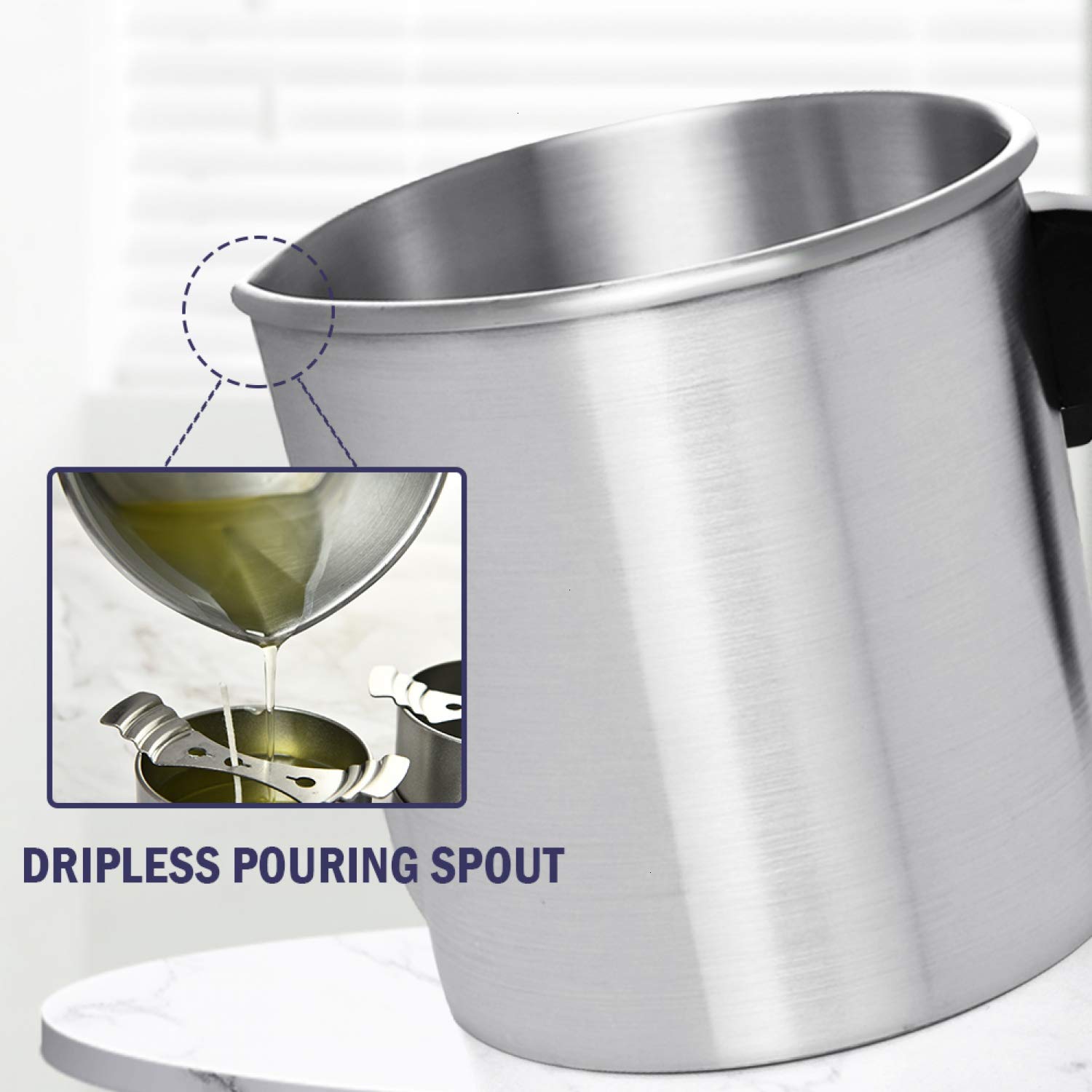 Gonioa 2 Pounds Candle Making Pouring Pot, Wax Melting Pot with Dripless Pouring Spout & Heat-Resisting Handle, Pitcher for Making Candles, Soap, Chocolate or Use in The Kitchen