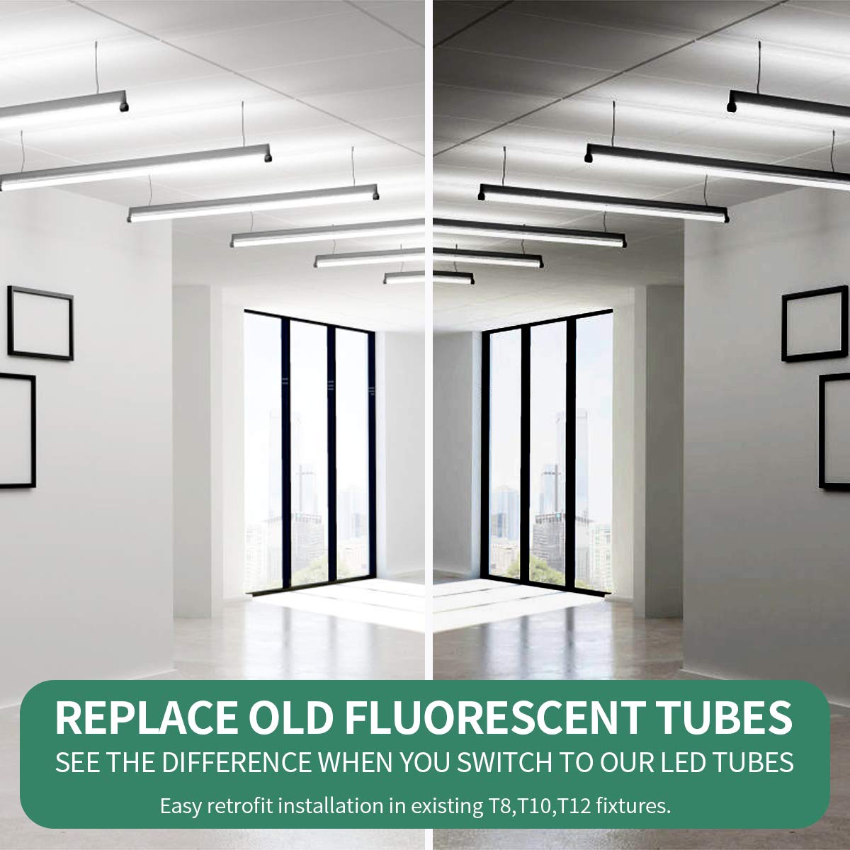 TRLIFE 8FT LED Tube Light, T8 8FT LED Bulbs 45W 6000K Cool White FA8 Base LED Tube Lights, Fluorescent Light Bulbs Replacement, Frosted Cover, 5400Lumens, Dual-End Powered (12 Pack)