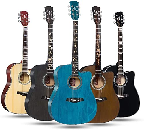 Guitar Kit, String Instrument Electronic Guitar Acoustic Guitar Classical Guitar, Beginner Men and Women Ballad 41 Inch Student Practice Sound Sweet Metal String (Color : A-Black, Size : Long-104cm