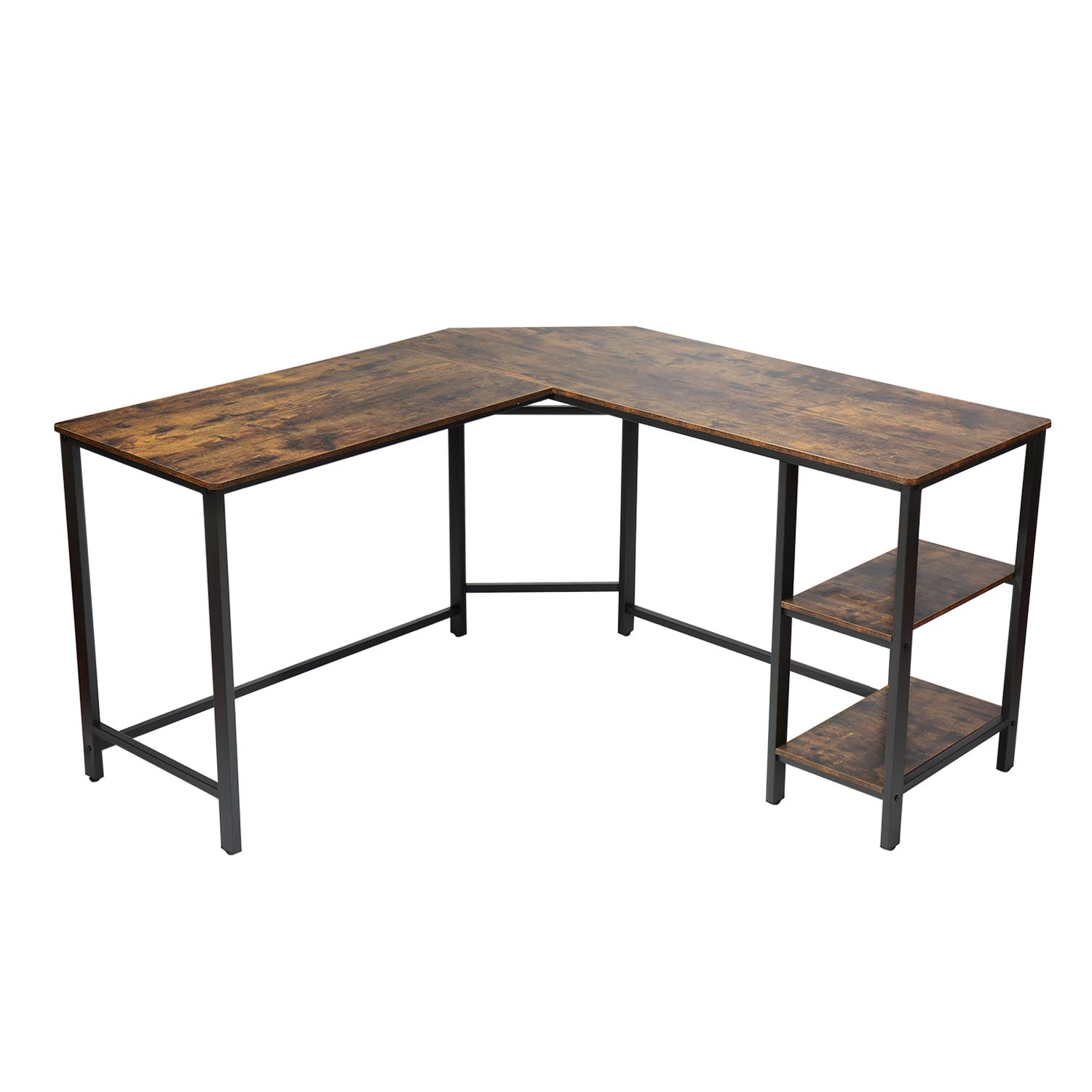 GOOD & GRACIOUS L Shaped Desk, 60 inch Home Office L Shape Desk with Adjustable Storage&Shelves, Conrner Computer Desk Table for Workstation and Study