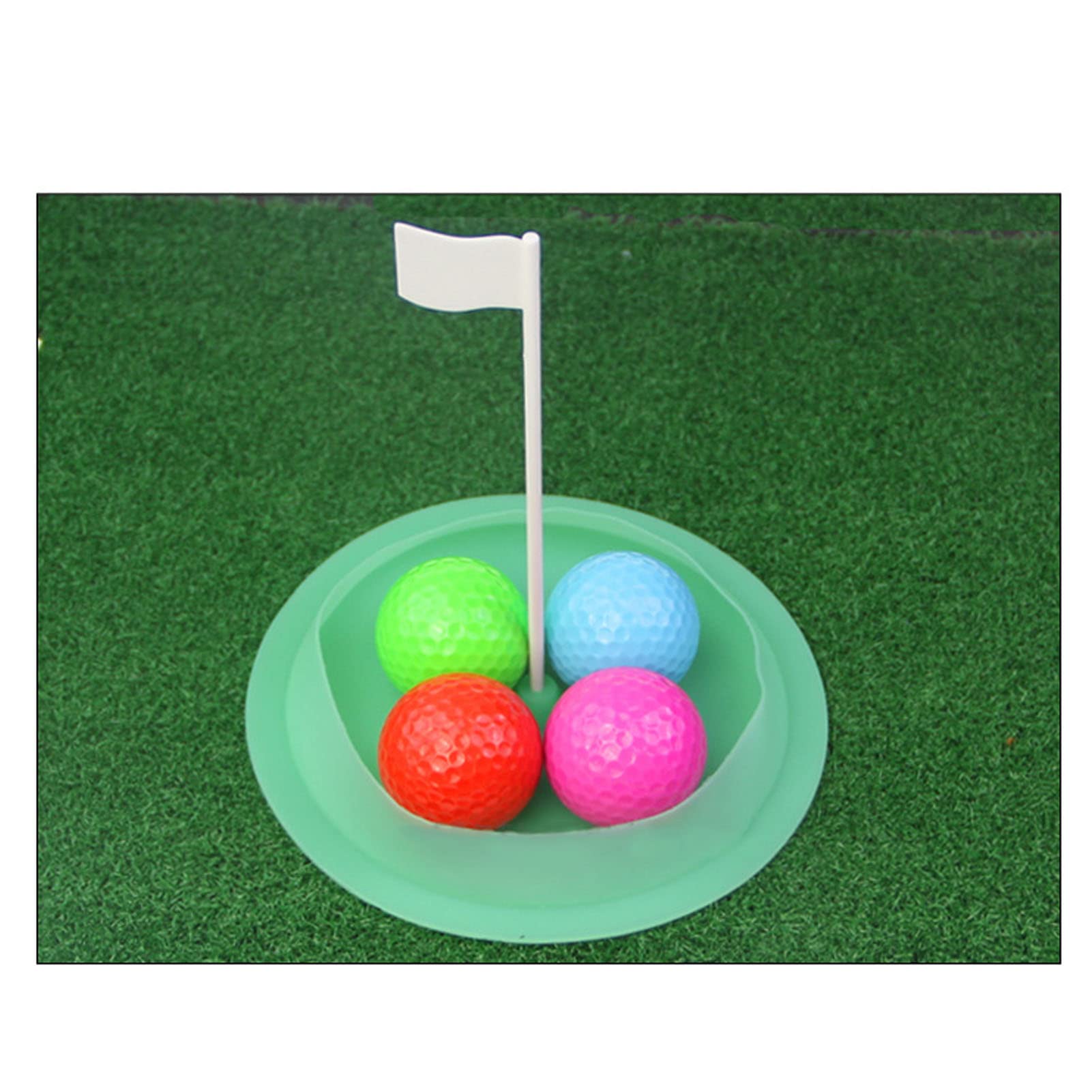 Golf Putting Hole Cup,Durable Silicone Golf Putting Practice Cup,with Plastic Flag Golf Putting Cup Silicone for Indoor Outdoor(6.3in-Green)