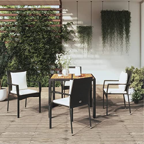 WFAUIBR Dining Set with Cushions 5 Piece Patio ļ¼Bistro Sets,Coffee Table Sets, Whether You Have a Balcony, Lawn, Garden, or Poolside, This Set is Outdoor Spacesļ¼Blackļ¼5 Piece 35.4"