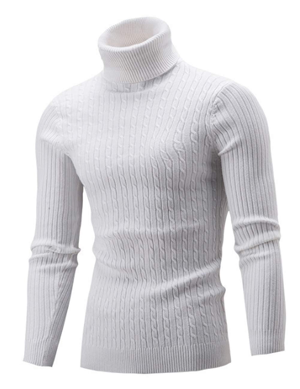 Fanient Mens Turtleneck Sweater Slim Fit Fashion Sweatshirt Ribbed Knitted Jumper High Roll Neck Basic Thermal Turtle Neck Pullover Long Sleeve Lightweight Top X