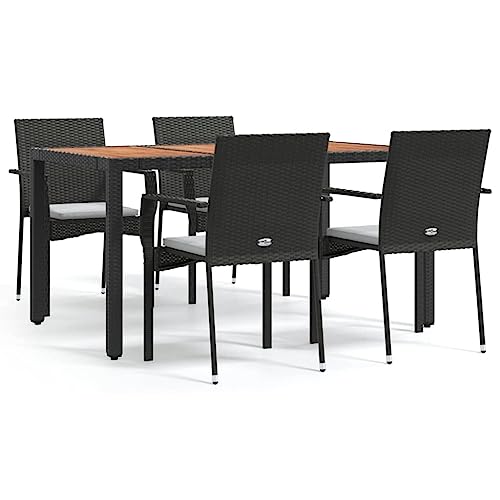 WFAUIBR Dining Set with Cushions 5 Piece Patio ,Lawn Chairs Set ,Outdoor Patio Sets,for Portico, Backyard, Balcony, Garden, Living Room,Black,5 Piece 59.1"