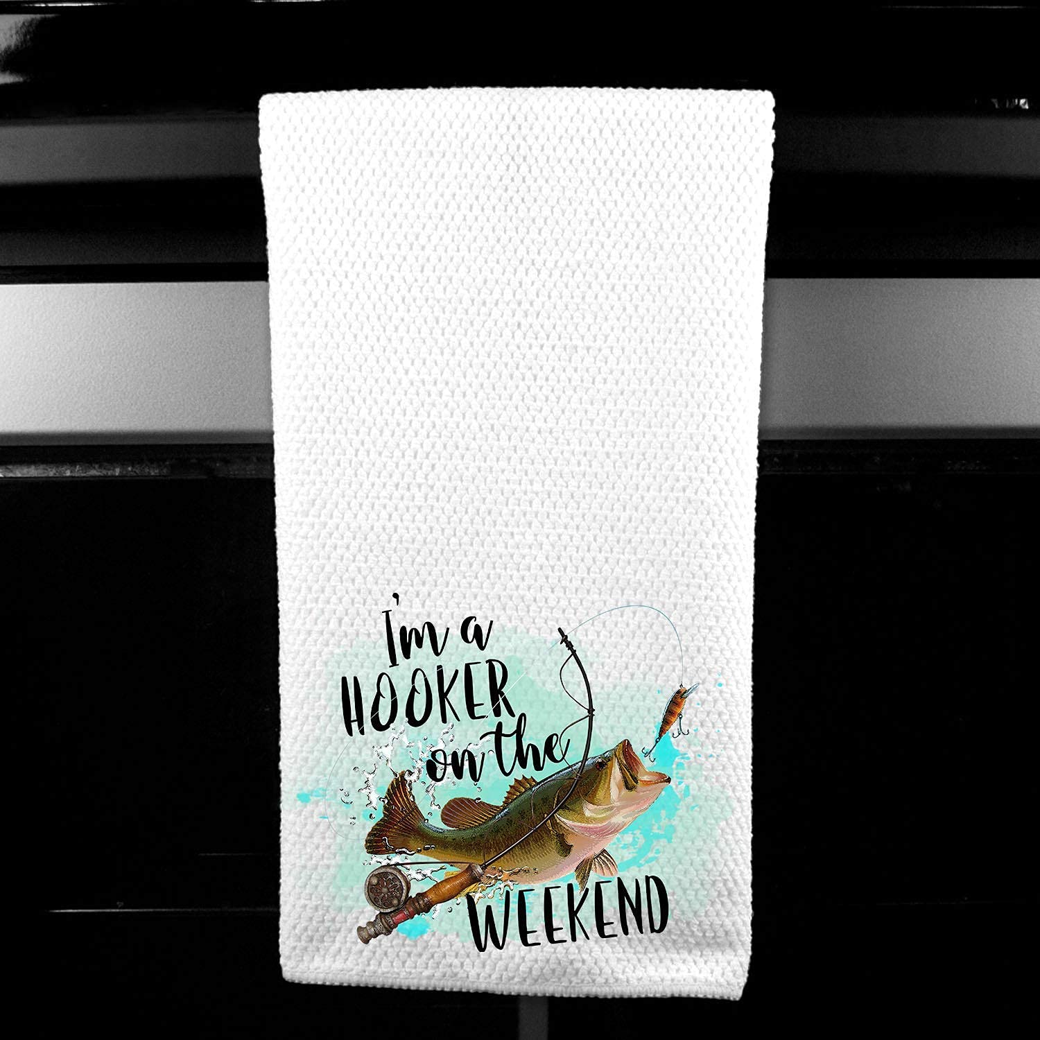 I'm a Hooker on the Weekend Funny Microfiber Waffle Weave Kitchen Towel