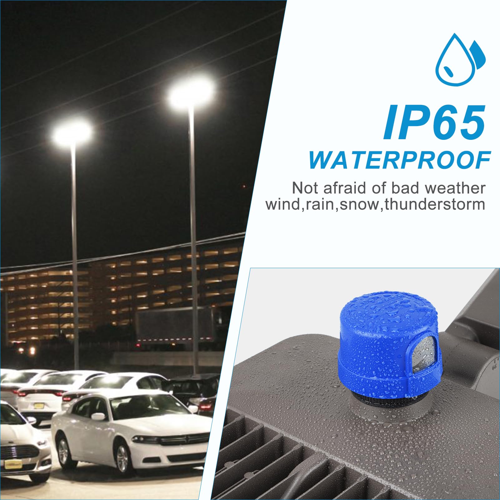 Lightdot 600W LED Parking Lot Lights 90000lm (Eqv.2400W MH/HPS) 5000K Daylight Led Parking Lot Lighting with Photocell & Arm Mount (Coverage: 66~130Ft at Height:30~60Ft)-2Pack