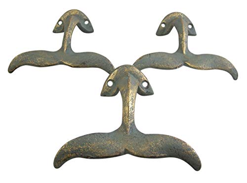 Whale Tail Cast Iron Wall Hook 4 3/4 Inch (Set of 3)