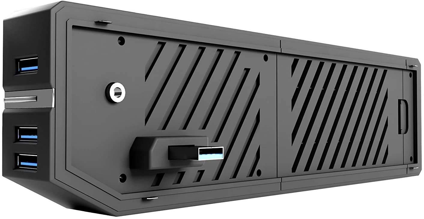 FD 4TB Xbox One Hard Drive Upgrade - Easy Snap-On with 3 USB Ports - with 32GB FD Flash for Media use - Compatible with Original Xbox One Only (XBOX-4TB-SH2)