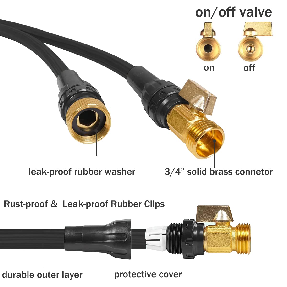 Expandable Garden Hose 100 ft Water Hose, Retractable Garden Hose with 10 Function High-Pressure Nozzle, No Kink Flexible Hose with 3/4" Solid Brass Connectors, Water Pipe for Washing and Watering