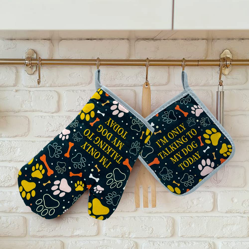 I‘m Only Talking to My Dog Today,Oven Mitts and Pot Holders Sets of 2,Funny Oven Mitt,Dog Lover Gift,Birthday Gift for Dog Owner,Dog Lover, Dog Mom