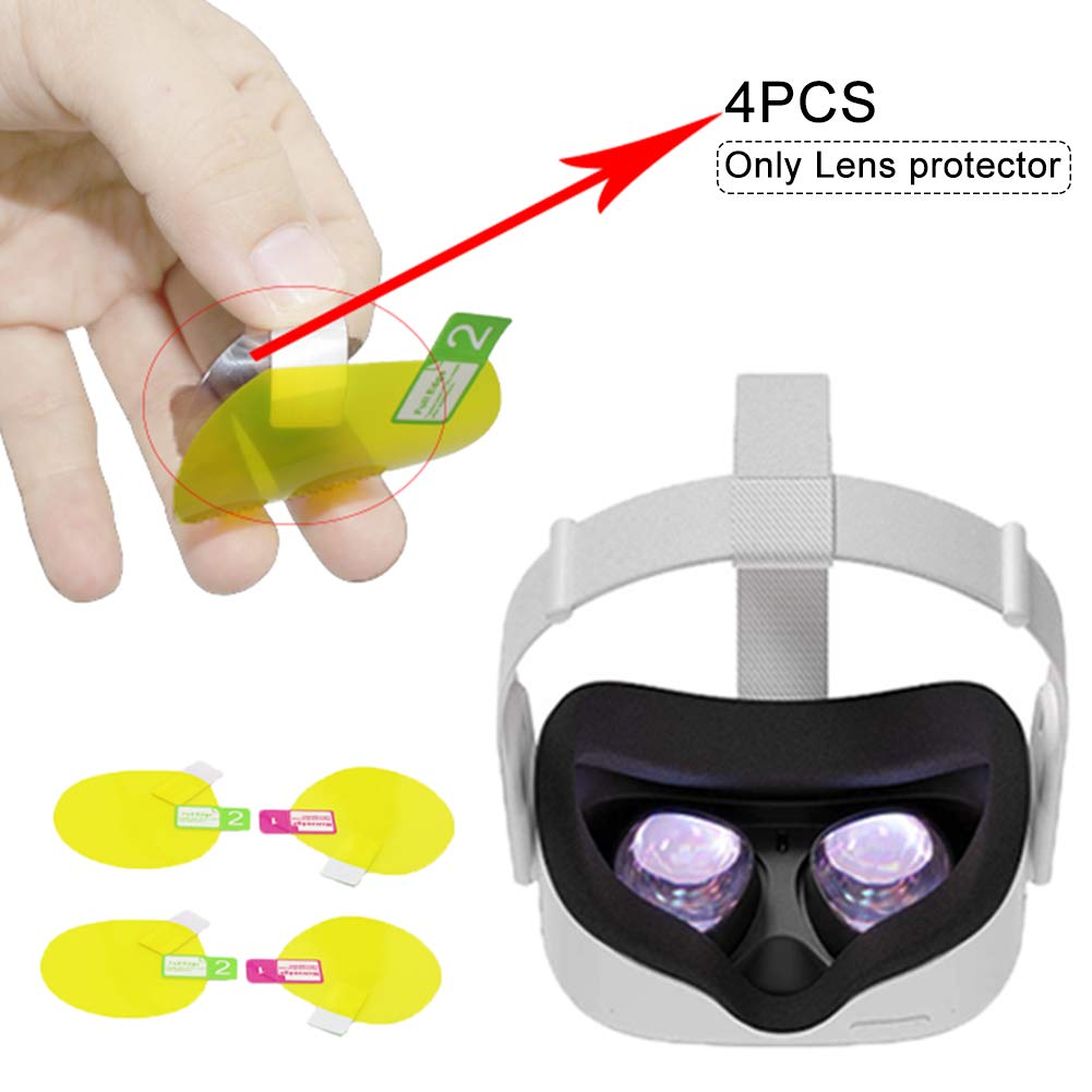 GEZICHTA 4pcs VR Lens Protective Film for Oculus Quest 2, Full Coverage HD Clear VR Lens Film,Anti-scratch,Blue Light Barrier