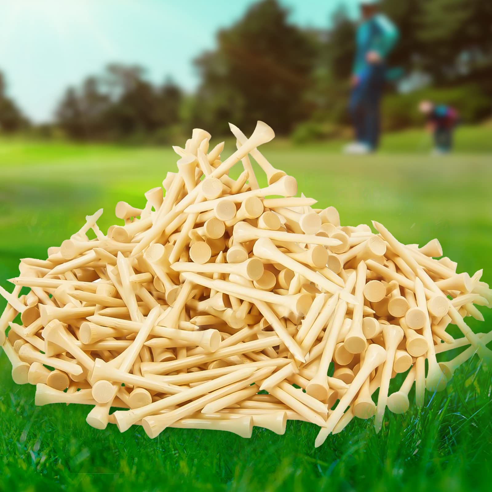 Golf Tees 3 1/4 & 2-1/8 Long Wood Golf Tees Professional Natural Golf Tee for Driver/Iron/Hybrid, Pack of 50, Reduce Friction & Side Spin