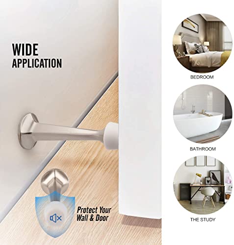 GDFYMI Solid Rigid Door Stops, Heavy Duty Durable Door Stopper Wall Protector with Soft Rubber Tip, Zinc Alloy (White, 4 Pack)