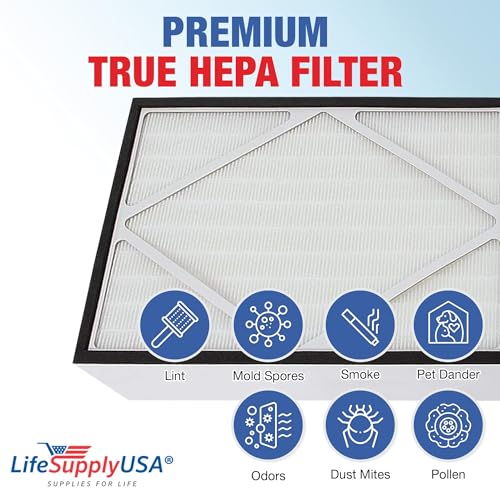 LifeSupplyUSA True HEPA Air Cleaner Filter Replacement Compatible with Hamilton Beach 04162 and 04156 TrueAir High-Efficiency Air Cleaners