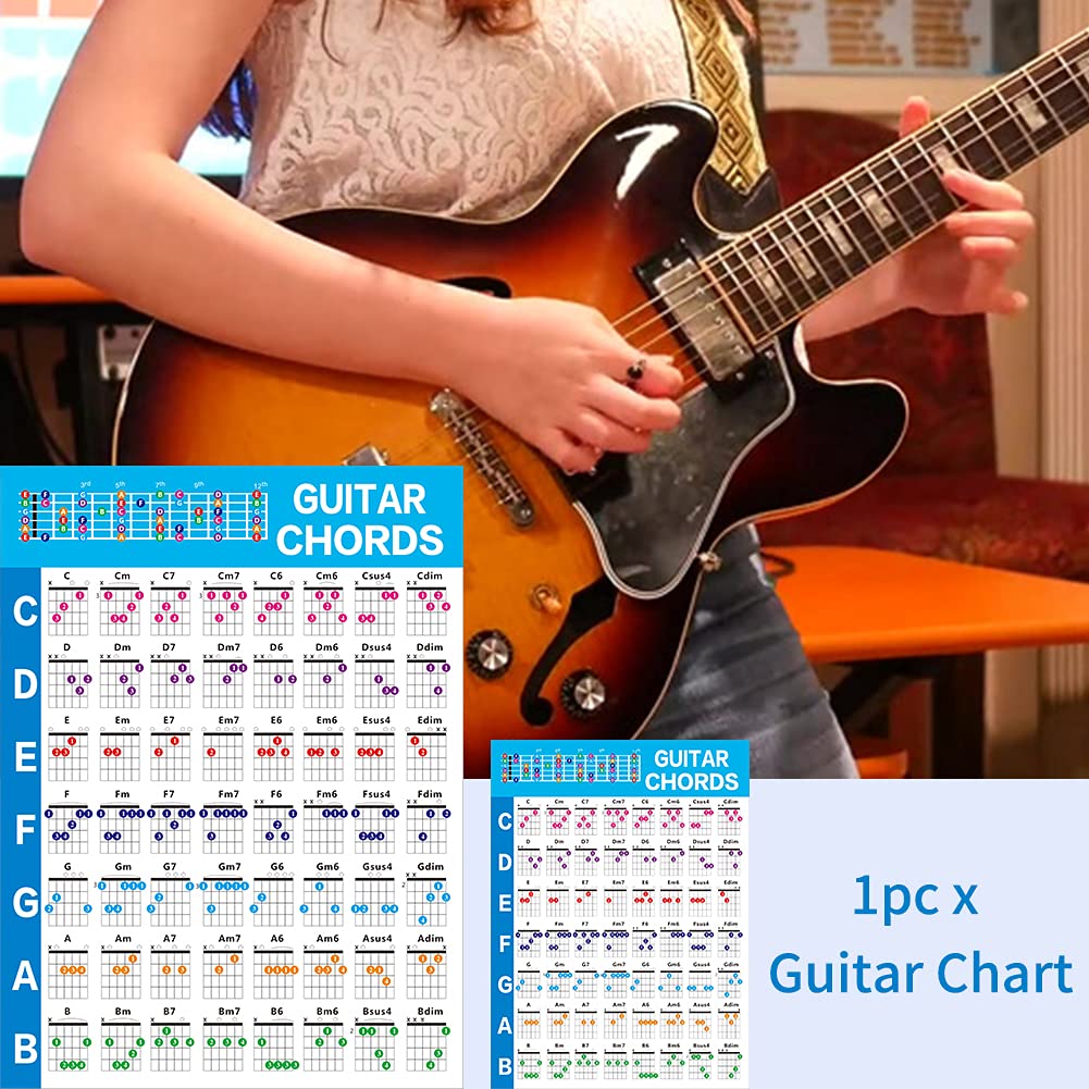 GEZICHTA Guitar Chords Post-er Guitar Chord Chart Post-er Guitar Chord Chart Learn to Play Guitar and Music Theory, for Anyone Learning or Teaching The Guitar(Size:S)