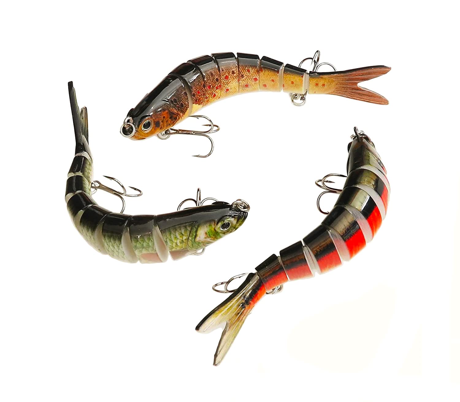 Fishing Lure Baits Lifelike Multi-Jointed 8 Sections Slow Sinking Swimbaits Bait Tackle Kits 3pcs, Freshwater Fishing Tackle