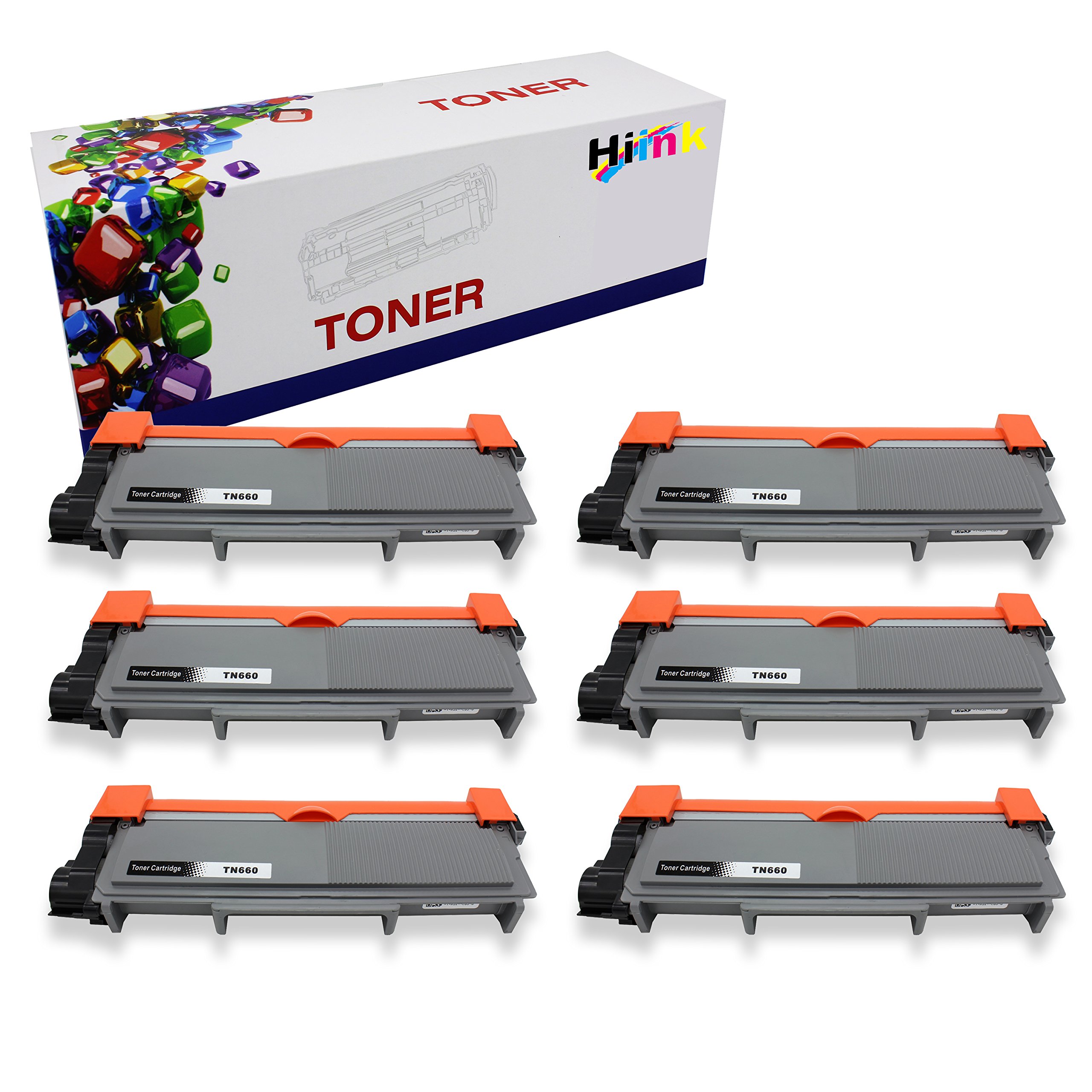 HIINK 6 Pack TN660 Toner Cartridge Replacement for Brother TN660 TN630 Toner Cartridge Used in Canon HL-L2300D HL-L2305W HL-L2340DW HL-L2360DW HL-L2380DW MFC-L2680W(Black, 6-Pack)