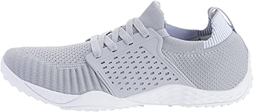 WHITIN Women's Low Zero Drop Shoes Minimalist Barefoot Trail Running Camping Size 7.5-8 Female Wide Toe Box Lightweight Cross Tennis Sneaker Grey 38