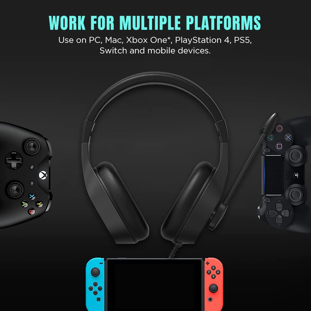 JAKO Gaming Headset, Headset with Noise Cancelling Microphone-Gaming Headphones for Xbox Series X, Xbox Series S, Xbox One, PS5, PS4, Mobile & PC with 3.5mm Jack (Black)