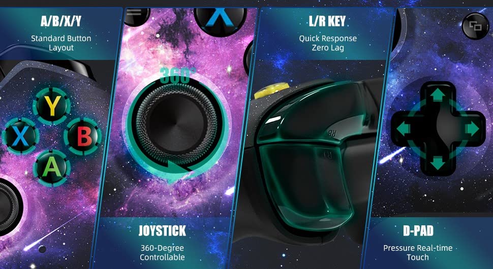 Jalop Xbox One Controller Wireless, Compatible with Xbox One, Xbox Series S, Xbox Series X, Xbox One Elite, Xbox One S, Xbox One X Windows 11/10/8/7, Custom Starry Sky Design with 3.5mm Audio Jack.