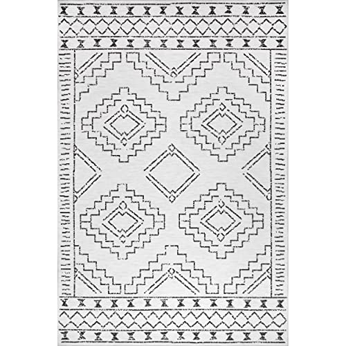 nuLOOM Noa Machine Washable Tribal Moroccan Accent Rug, 3x5, White