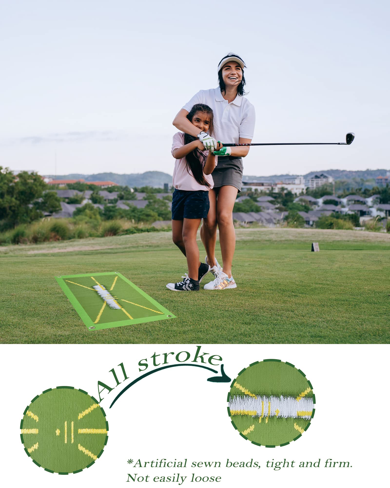Golf Training Mat for Swing Detection Batting，Path Feedback Golf Practice Mats for Indoor，Golf Daddy Divot Chipping Mat, Premium Golf Impact Putting Mat, Golf Accessories