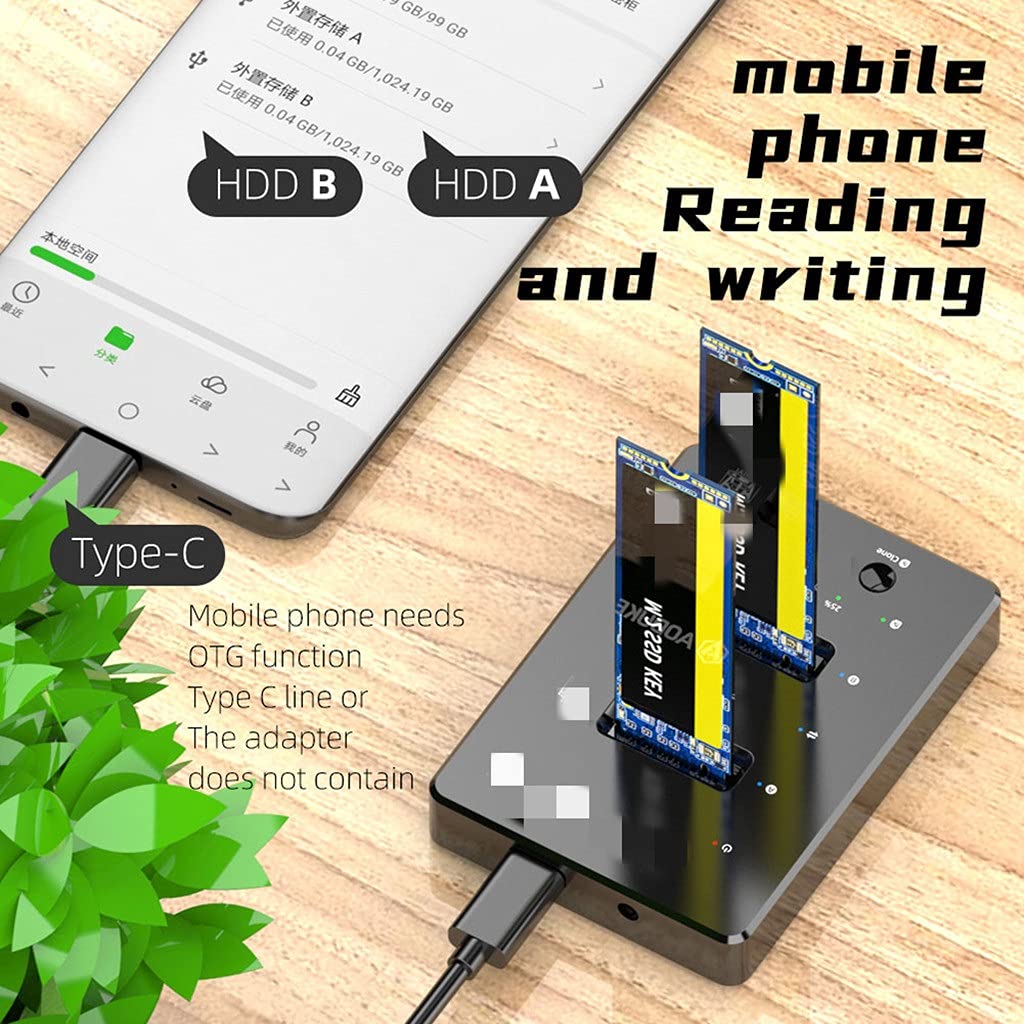 LHLLHL Type C to USB 3.0 M.2 SATA NGFF SSD Hard Disk Drive Docking Station Dual Bay External Offline Clone Adapter