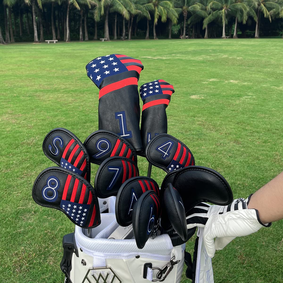 Golf Wood Head Covers Set USA American Flag Headcovers Stylish Driver/Hybird Golf Covers Golf Club Wood Head Covers