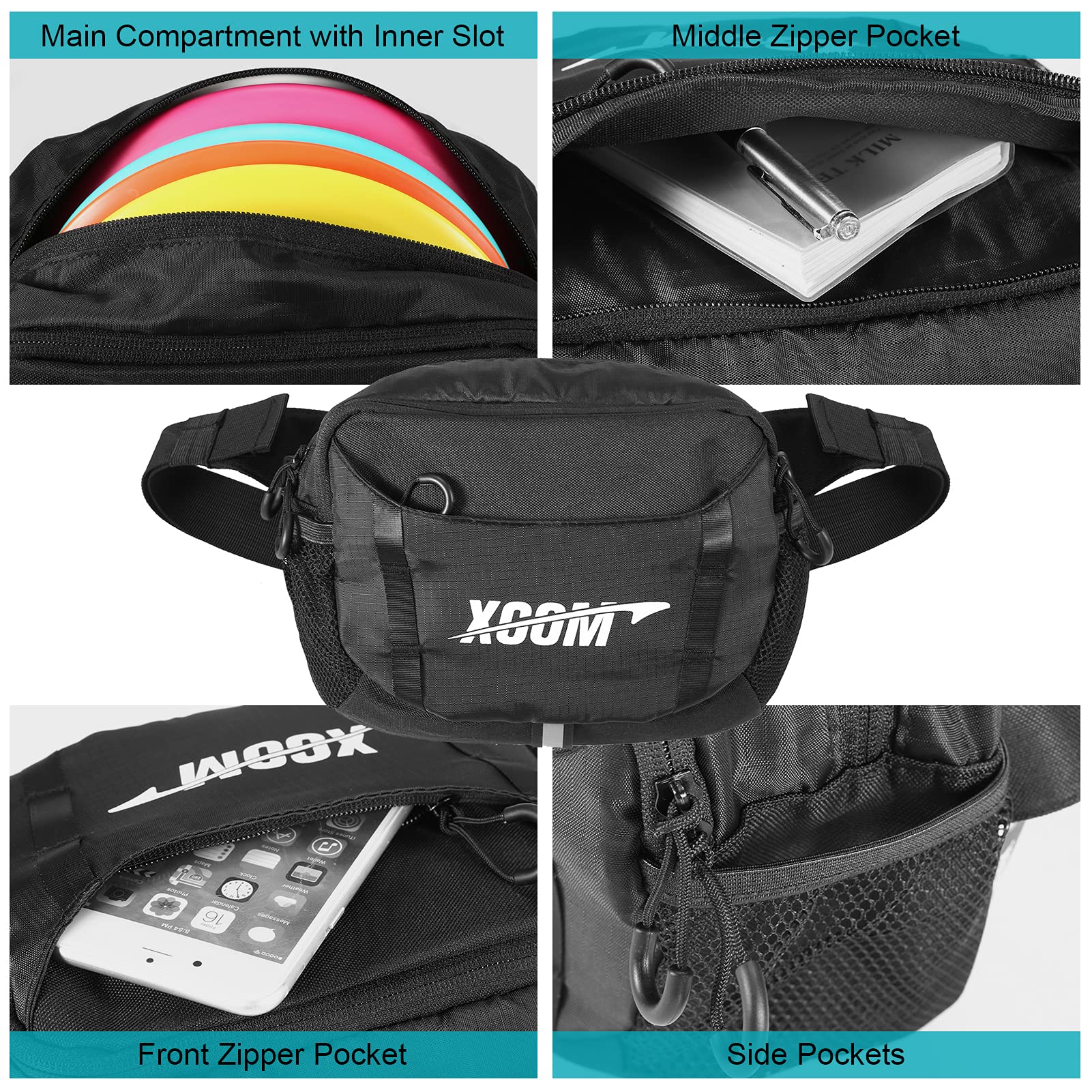 Mengk Disc Golf Bag Adjustable Disc Holder Waist Pack Fits Up to 5 Discs