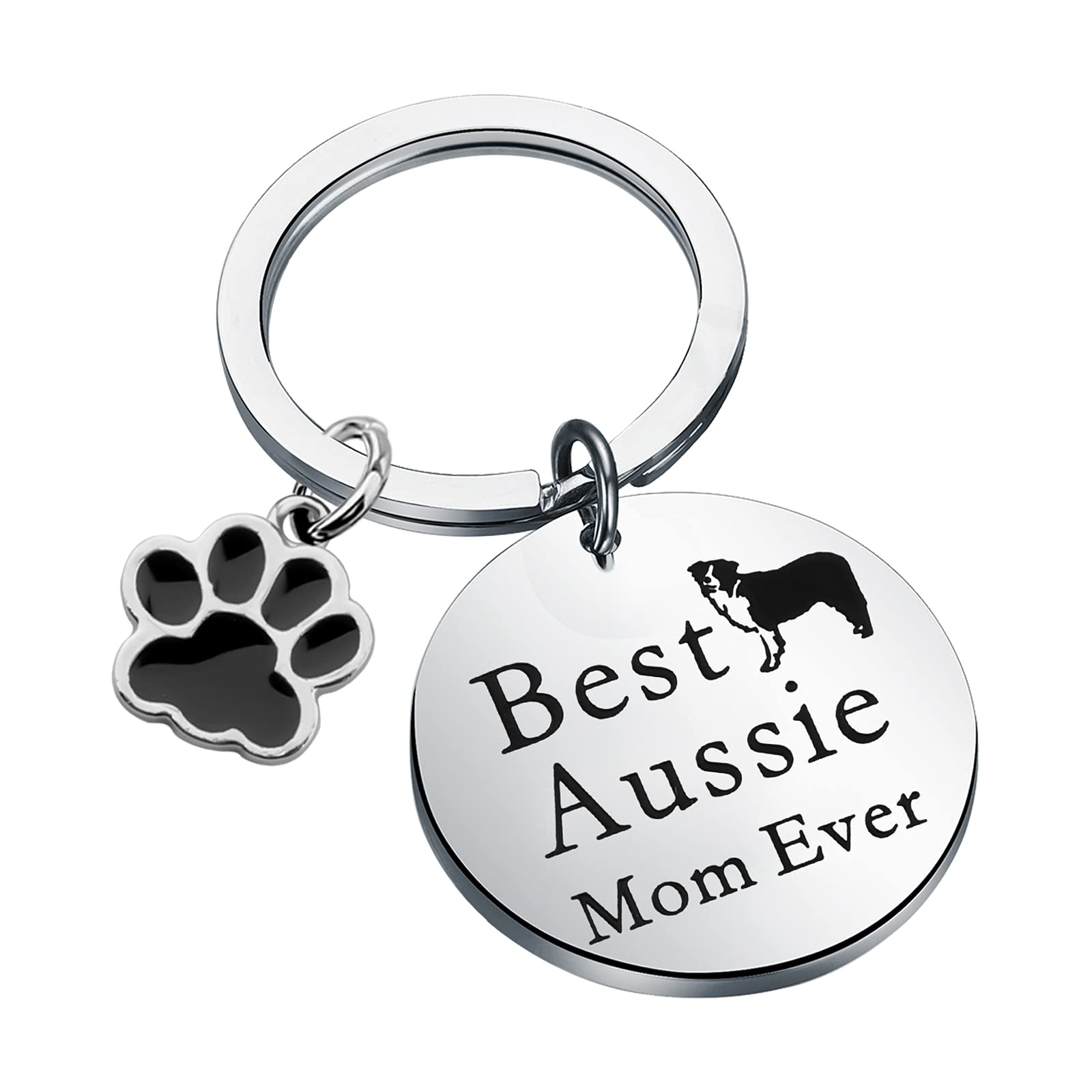 FOTAP Australian Shepherd Keychain Best Aussie Mom Ever Jewelry Australian Shepherd Gifts Aussie Dog Lover Gift Dog Mom Gift (Aussie Mom)