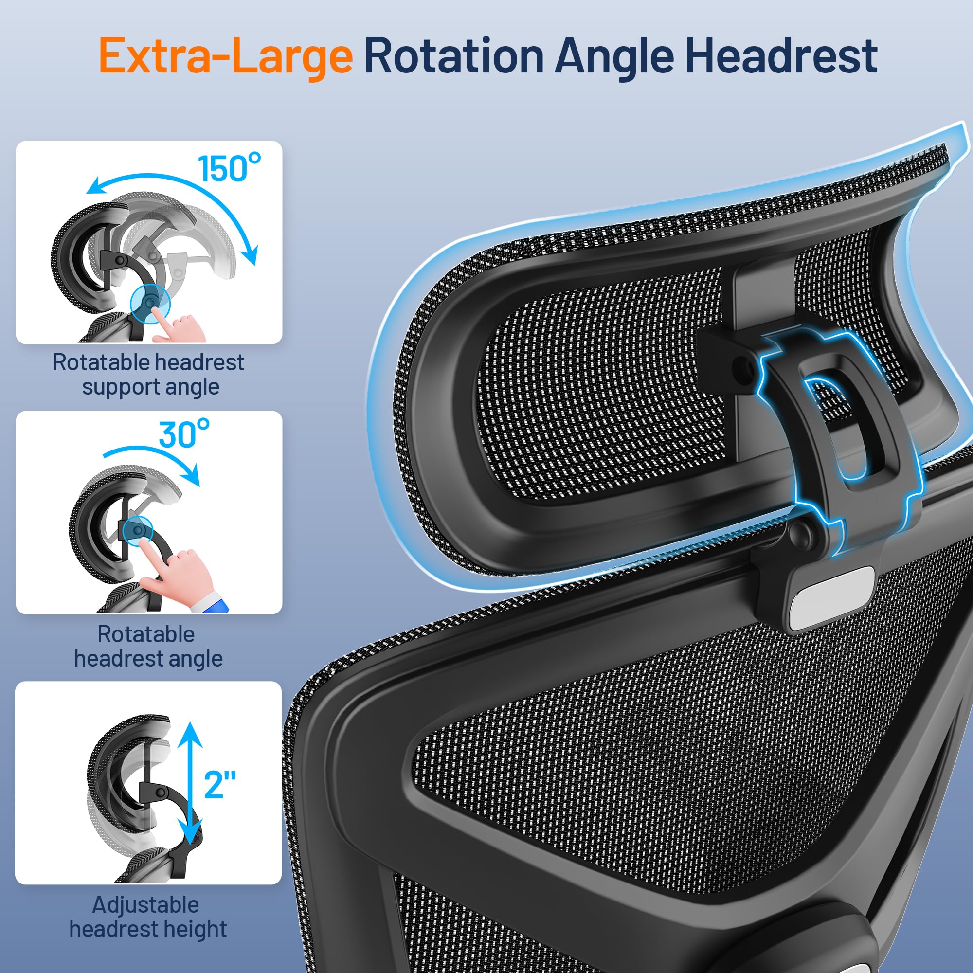 MOLENTS Ergonomic Office Chair Big and Tall Desk Chair Comfy Computer Chair with Dynamic Lumbar Support, Adjustable Headrest and Backrest,3D Armrests,Black