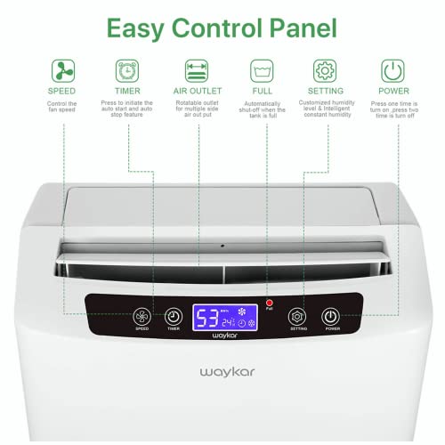 Waykar 2000 Sq. Ft Dehumidifier for Home and Basements, with Auto or Manual Drainage, 0.66 Gallon Water Tank Capacity