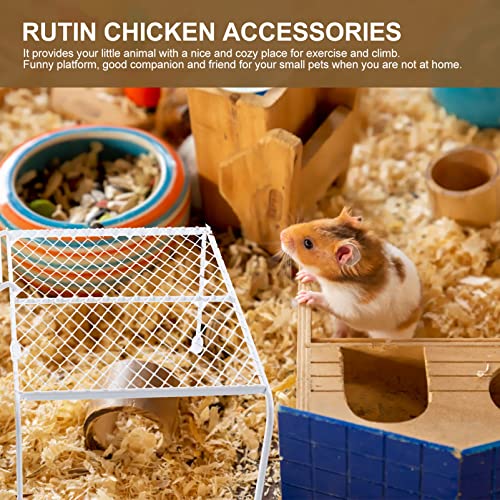 PATKAW Hamster Cage Platform Stainless Steel Rutin Chicken Rack Wire Chicken Coop Platform with Climbing Ladder for Mouses Rat Gerbil Dwarf Hamster